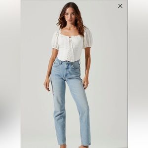 Astr | Tops | Astr Lace Up Puff Sleeve Corset Top | Poshmark